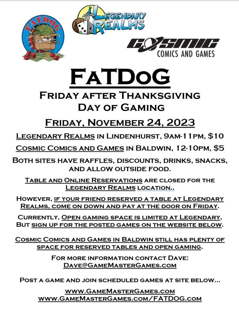 FATDOG, Updates for Friday After Thanksgiving Day of Gaming!!! - Game ...